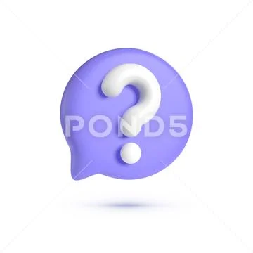 Question mark 3D icon on white background. Realistic 3d purple question ...
