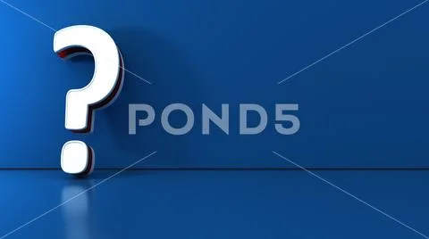 Question mark on blue background. 3D rendering: Royalty Free #122309626