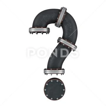 Question mark from cast iron pipes, 3D rendering: Royalty Free #131656222
