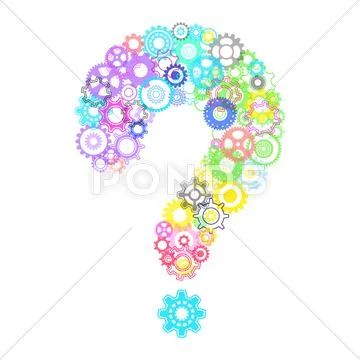 Question mark with cog wheels Stock Illustration ~ #47998512