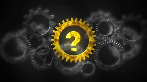 Question mark golden gear concept animat... | Stock Video | Pond5
