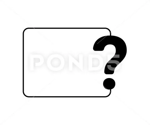 Question mark icon with line frame for text. Help, ask, support, Faq ...