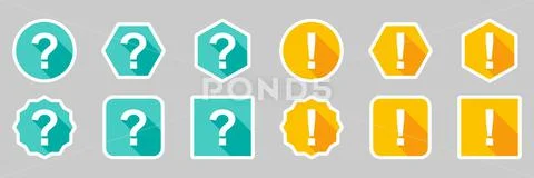 Question mark Icon Set, FAQ sign, Help symbol. Exclamation mark Icon ...