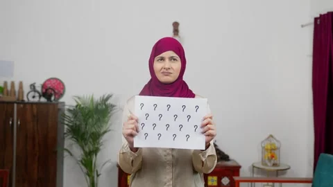 Question Mark, Muslim Woman standing wit... | Stock Video | Pond5
