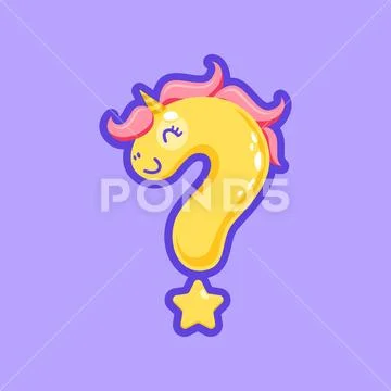 Question mark punctuation sign unicorn character: Royalty Free #235270538