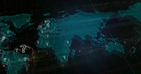 Question mark symbol on world map | Stock Video | Pond5