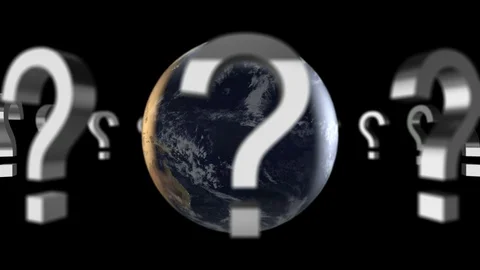 question mark world - black background | Stock Video | Pond5