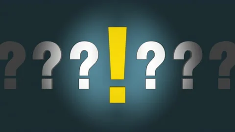 Question marks move until an exclamation... | Stock Video | Pond5