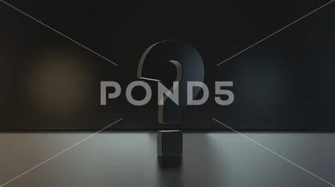 Question marks under spot light concept in dark empty room 3D rendering ...