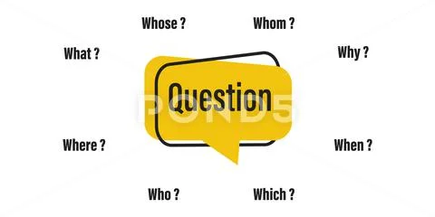 Question words. Simple circuit icon. When , what ,why . English ...