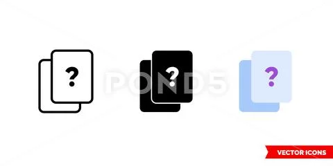 Questions icon of 3 types color, black and white, outline. Isolated ...