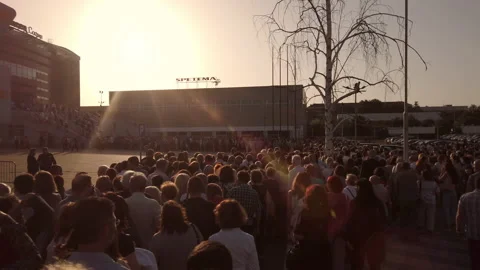 Crowd Of People Waiting In Line Stock Video Footage | Royalty Free ...