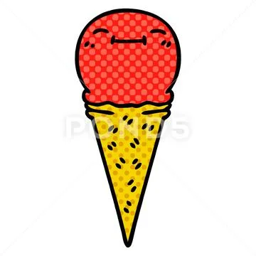 Quirky comic book style cartoon happy ice cream: Royalty Free #103728314