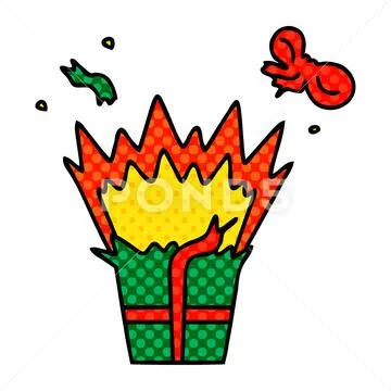 Quirky comic book style cartoon of an explosive present ~ Clip Art ...