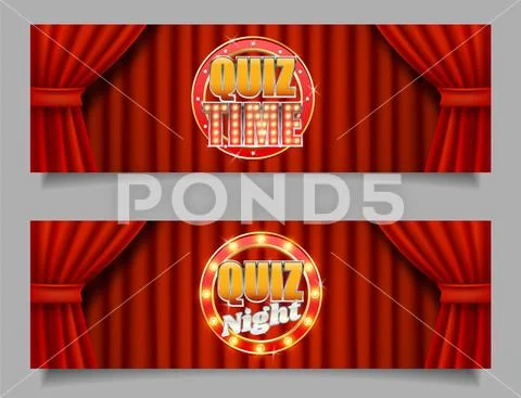 Quiz game vector horizontal banner template set: Royalty Free #115498166