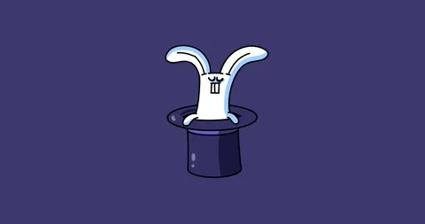 Rabbit white color in navy blue top hat ... | Stock Video | Pond5