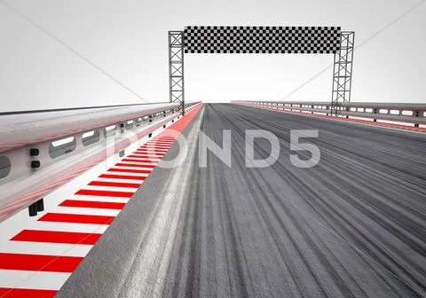 Race circuit finish line perspective illustration: Graphic #44356157