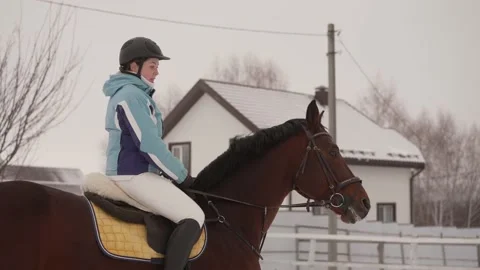 Racehorse, morning exercises. A rider on... | Stock Video | Pond5