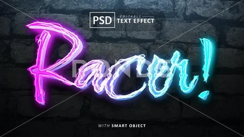 PSD Template: Racer text - editable neon font effects #213585115