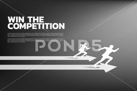 Racing competition of businessman running on line graph. Illustration ...