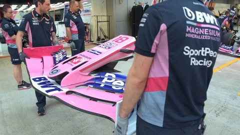 Racing Point pit stop at Formula 1 Grand... | Stock Video | Pond5
