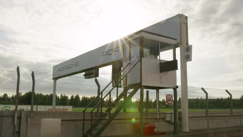 Racing track finish line with Porsche si... | Stock Video | Pond5
