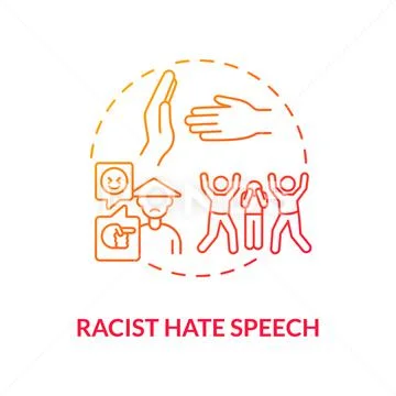 Racist hate speech red gradient concept icon: Royalty Free #164047126