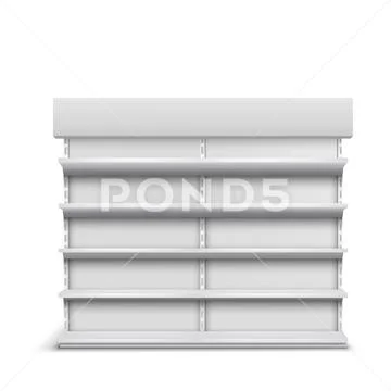 Rack with empty shelves realistic vector mockup ~ Clip Art #101936099