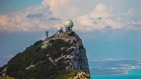 Radar antenna radomes on the point of th... | Stock Video | Pond5