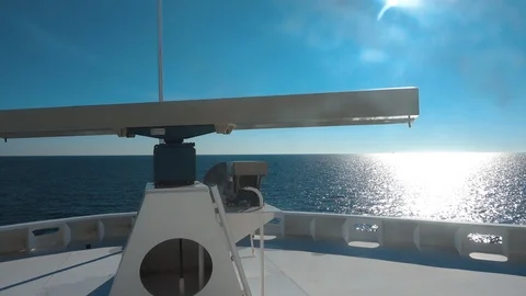 Radar mast on a cruise ship spinning aro... | Stock Video | Pond5