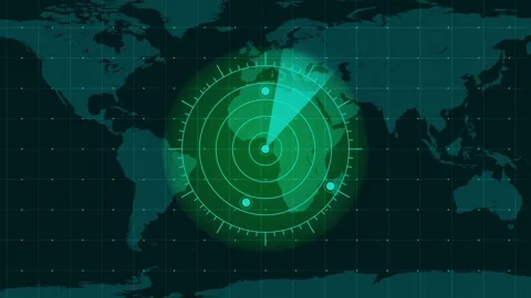 Radar screen animated, world map radar H... | Stock Video | Pond5