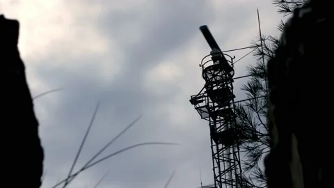 Radar Tower With Rotating Antenna in clo... | Stock Video | Pond5