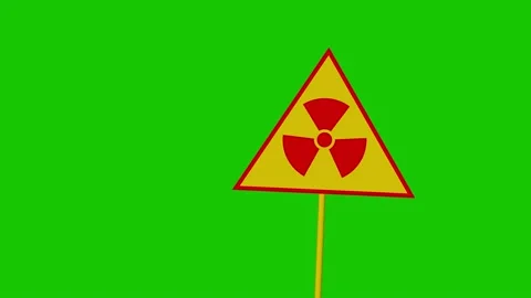 Radiation sign. 3D animation on a green ... | Stock Video | Pond5