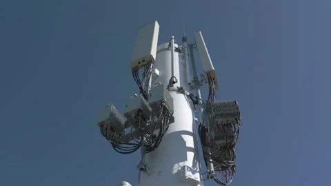Radio Cell Tower Closeup Aerial Climb to... | Stock Video | Pond5