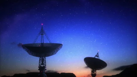 Radio telescopes, animation | Stock Video | Pond5