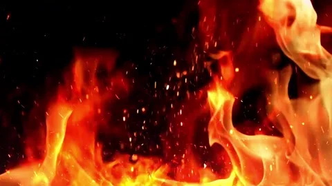 Raging Flames And Fire Sparks And Embers... | Stock Video | Pond5