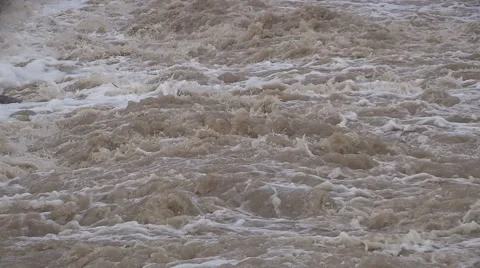 Raging river in flood after severe weath... | Stock Video | Pond5