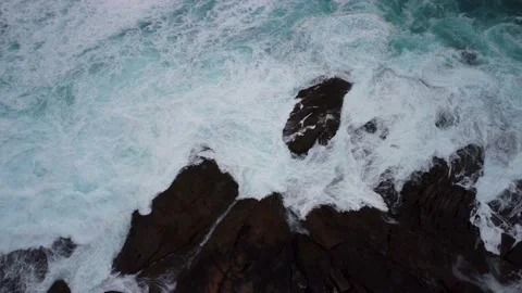 Raging Water With Foamy Waves On The Roc... | Stock Video | Pond5