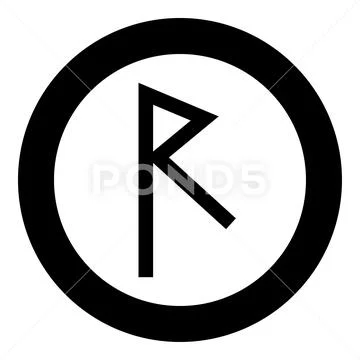 Raido rune raid symbol road icon black color vector in circle round ...