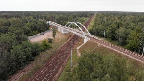 Rail bridge over road | Stock Video | Pond5