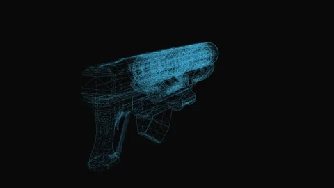 Rail gun wireframe scheme. 3d render wit... | Stock Video | Pond5