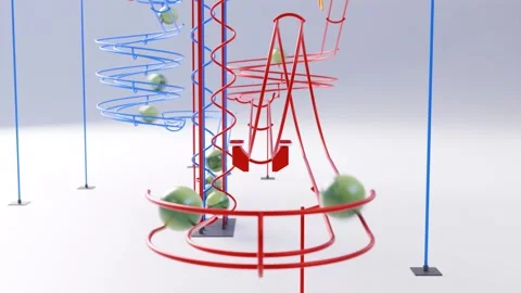 Rail marble run machine. Steel track rol... | Stock Video | Pond5