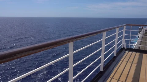 Railing of cruise ship showing wooden de... | Stock Video | Pond5