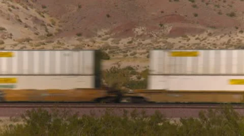 railroad, BNSF container train in the de... | Stock Video | Pond5