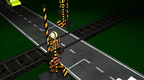 Railroad crossing animation, gate, light... | Stock Video | Pond5