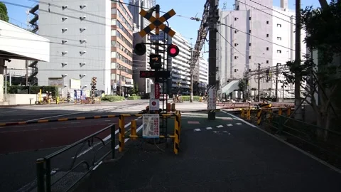 Railroad crossing signal in Tokyo Japan.... | Stock Video | Pond5