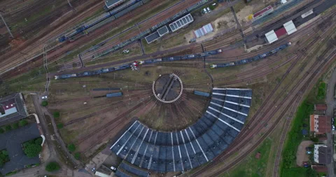 Railroad crossing top view. Railway stat... | Stock Video | Pond5