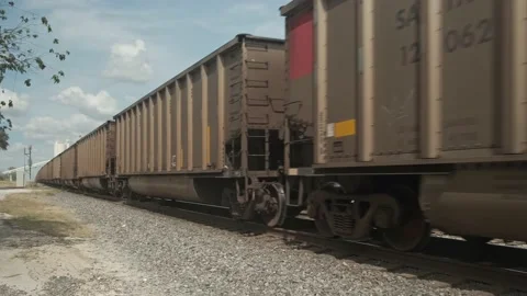Railroad freight train hopper cars trans... | Stock Video | Pond5