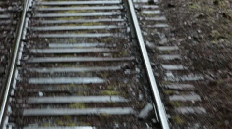 Railroad tracks from rear of moving trai... | Stock Video | Pond5