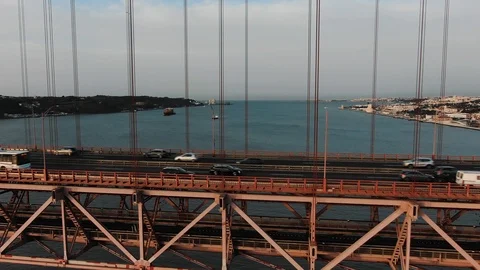 railway and auto bridge with train and c... | Stock Video | Pond5